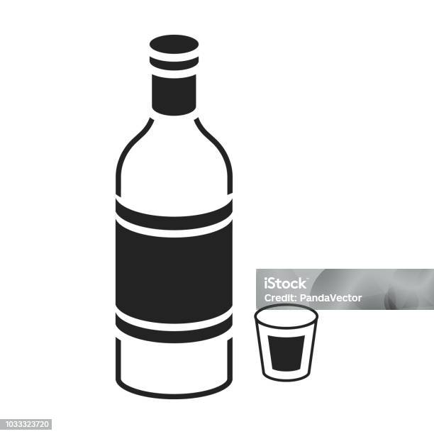 Icône De La Vodka Dans Un Style Noir Isolé Sur Fond Blanc Illustration