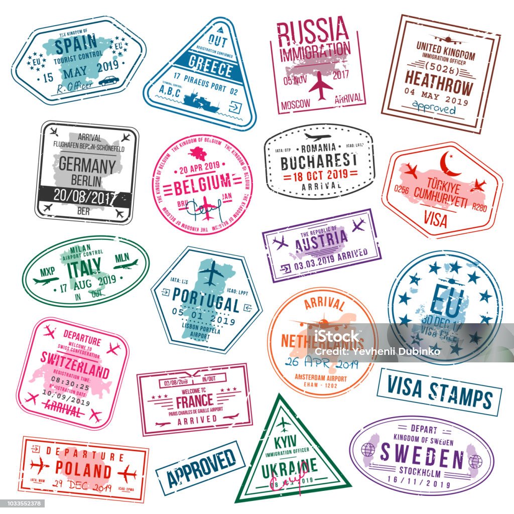 Set Stempel Visa Untuk Paspor Stempel Kantor Internasional Dan Imigrasi ... Set Stempel Visa Untuk Paspor Stempel Kantor Internasional Dan Imigrasi ...