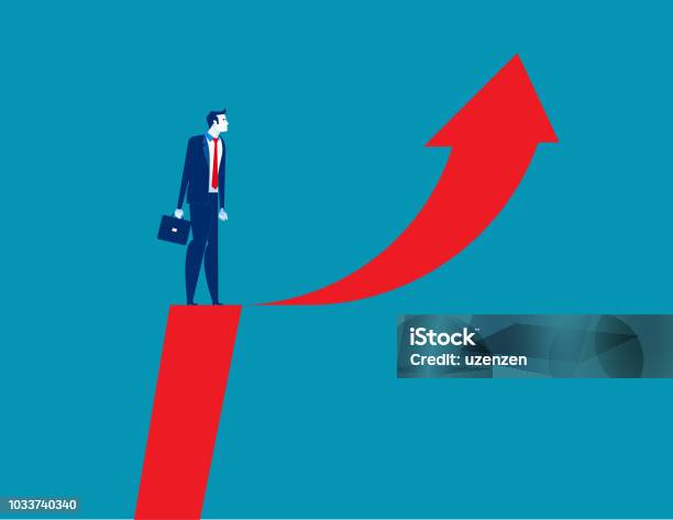 Pengusaha Dan Simbol Panah Ilustrasi Vektor Bisnis Konsep Pertumbuhan