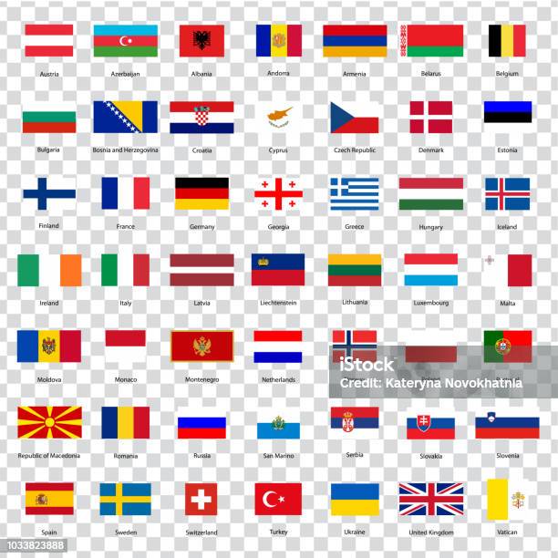 Стокова ілюстрація Всі Прапори Країн Європейського Союзу Список Всіх