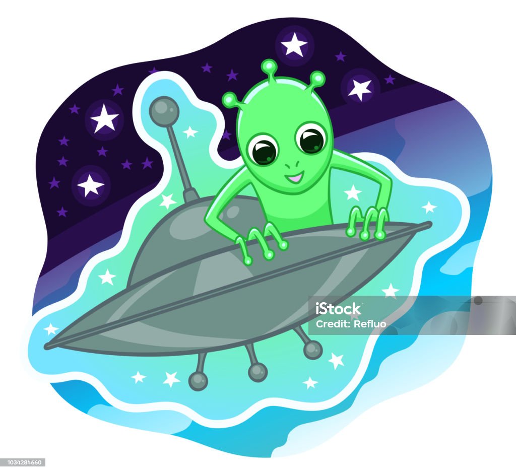 Alien Lucu Di Kapal Luar Angkasa Ilustrasi Stok Unduh Gambar Sekarang