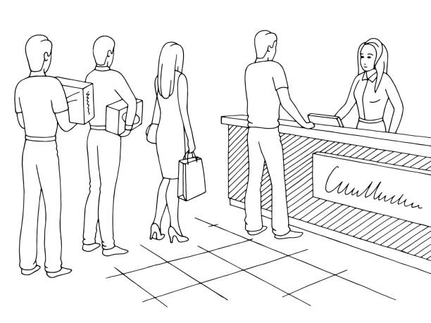 670 File Dattente Magasin Stock Illustrations Graphiques Vectoriels