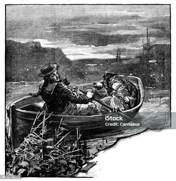 Illustration Dhistoire Victorienne Aventure Noir Et Blanc Représentant Un Marin Un Bateau