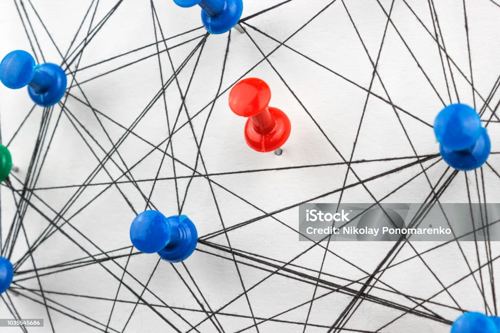 Thread Connects The Pins Symbol Of Communication Between Objects That 7857