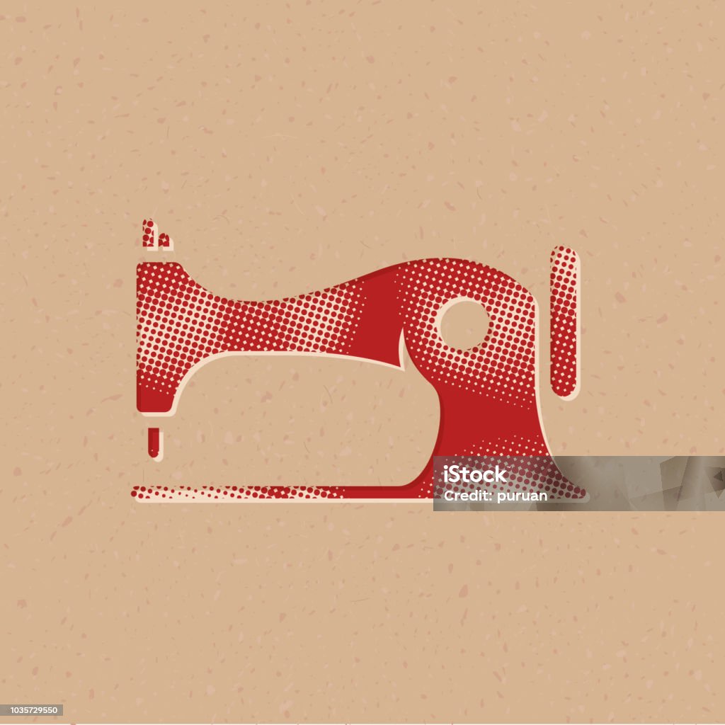 Halftone Icon Vintage Sewing Machine Stock Illustration Download