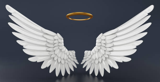 Imagen de Alas de Ángel y halo dorado aislado en negro Fotografía de Stock Imagen de Alas de Ángel y halo dorado aislado en negro Fotografía de Stock
