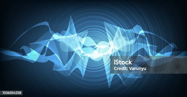 Konsep Dark Blue Digital Sound Wave Background Teknologi Dan Diagram