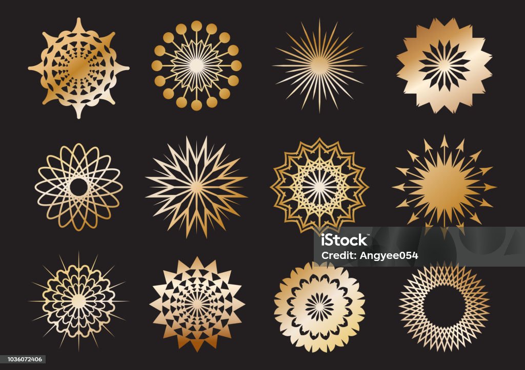 Set Of Golden Geometric Circle Shape And Design Elements Stock ... Set Of Golden Geometric Circle Shape And Design Elements Stock ...