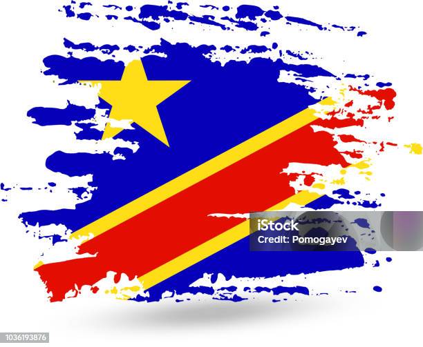 Grunge Brush Stroke With Democratic Republic Of The Congo National Flag