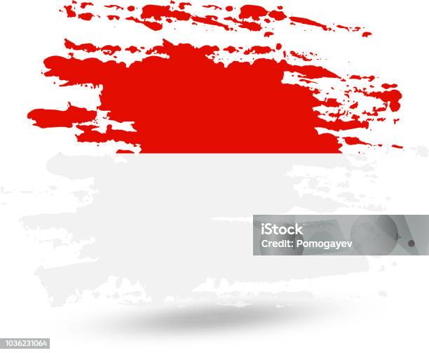 Ilustración De Trazo De Pincel Grunge Con Bandera Nacional De Indonesia