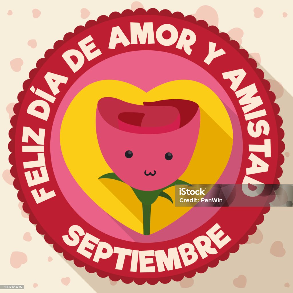 Bouton Avec Mignon Rose Pour Lamour Et De La Journée De Lamitié