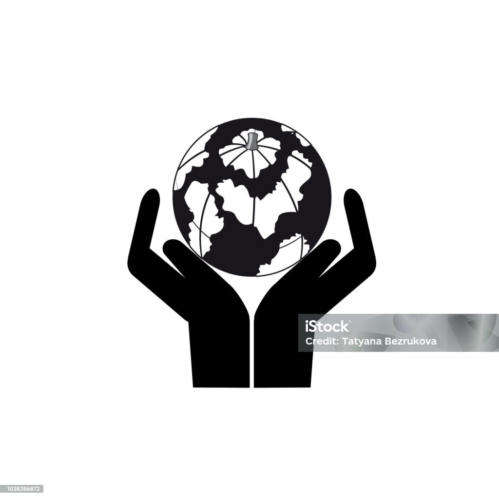 Hands Holding Globe On White Background Vector Image Stock Illustration