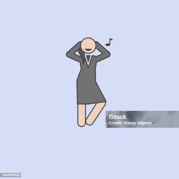 Entreprise Dame Écoute Couleur Ligne Icône De La Musique Illustration