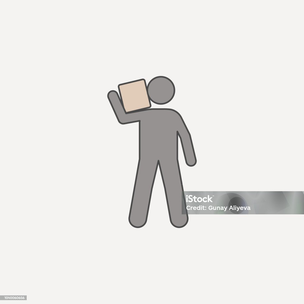 Man Carries Box On Shoulder 2 Colored Line Icon Simple Colored Element ... Man Carries Box On Shoulder 2 Colored Line Icon Simple Colored Element ...