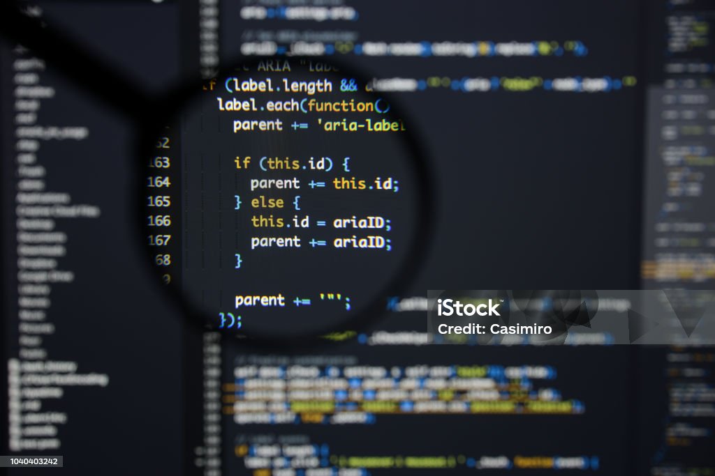 Real Java Script Code Developing Screen Programing Workflow Abstract Algorithm Concept Closeup