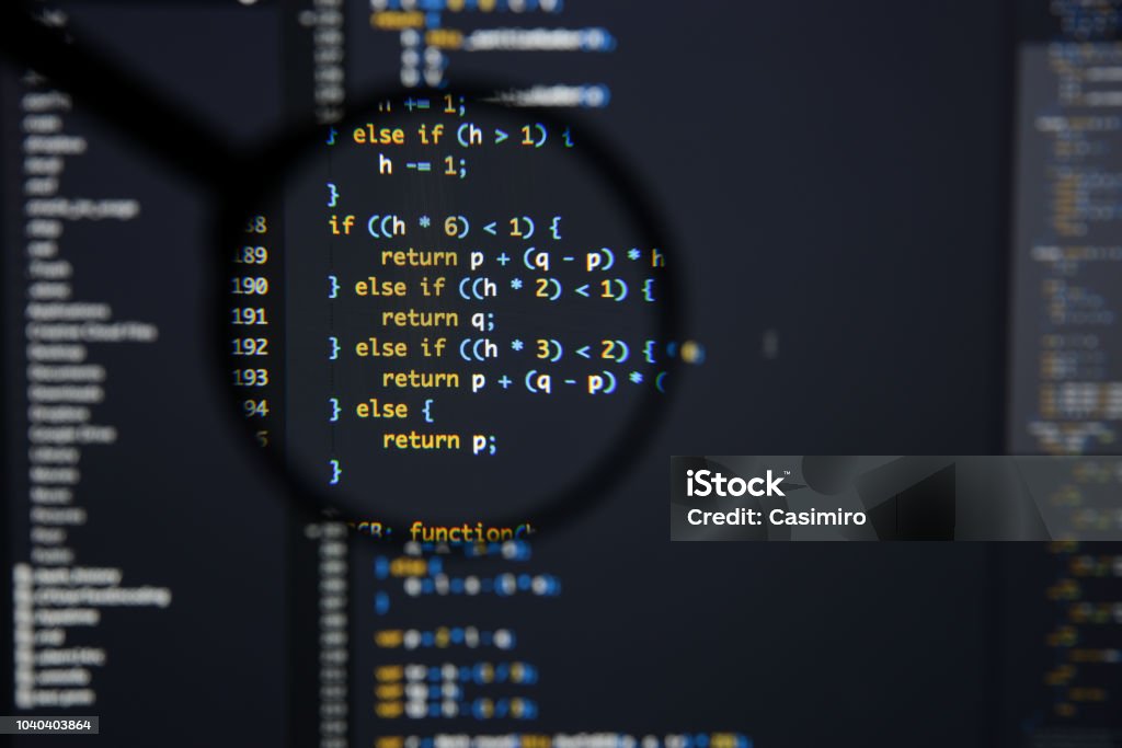 Real Java Script Code Developing Screen Programing Workflow Abstract Algorithm Concept Closeup