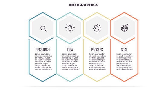 Infographie Daffaires Avec 4 Étapes Des Options Des Hexagones Modèle