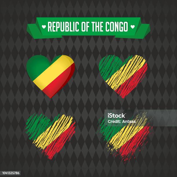 Republic Of The Congo With Love Design Vector Broken Heart With Flag