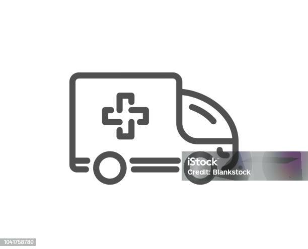 Icône De Ligne Durgence Voiture Ambulance Panneau De Véhicule De