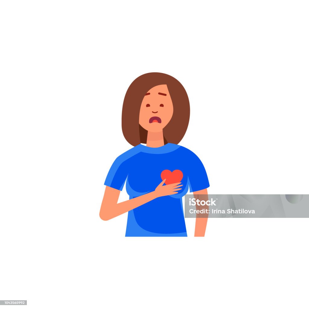 Heart Attack Woman Disease Symptoms Stock Illustration Download Image