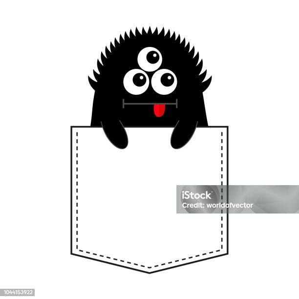 Vetores De Silhueta De Monstro Negro No Bolso De Mãos Dadas Personagem