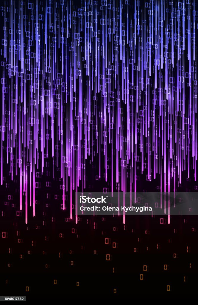 Vector Abstract Big Data Visualization Blue Flow Of Data As Matrix Code Strings Information Code