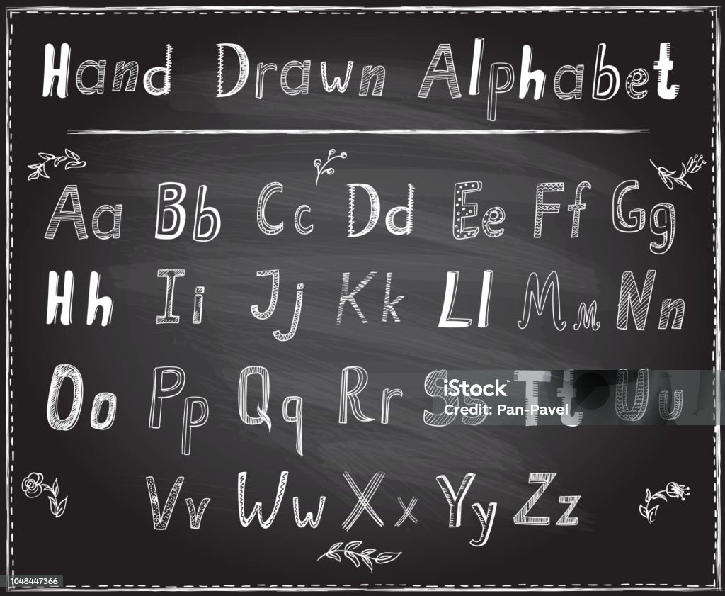 Handwriting Chalk Vector Alphabet Cartoon Typography Design On A