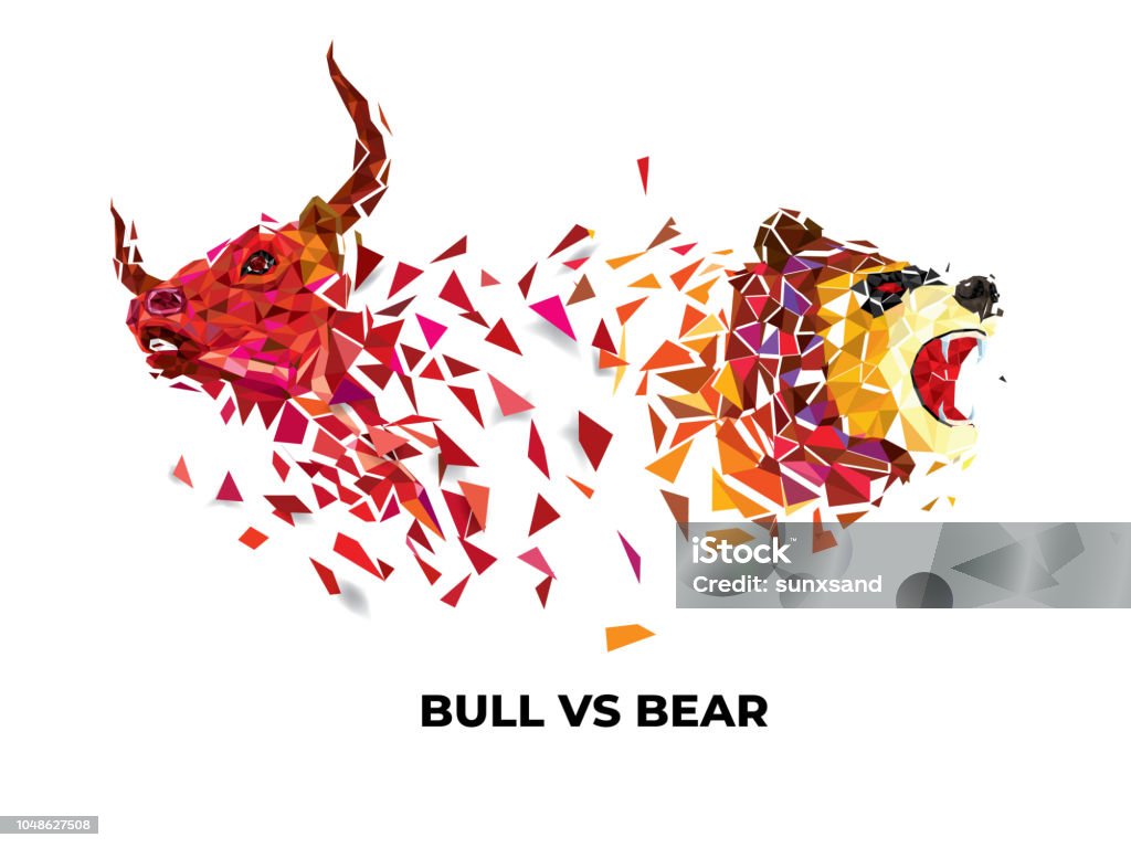Ilustración De Toro Y Oso Símbolos En Ilustración De Vector De Mercado
