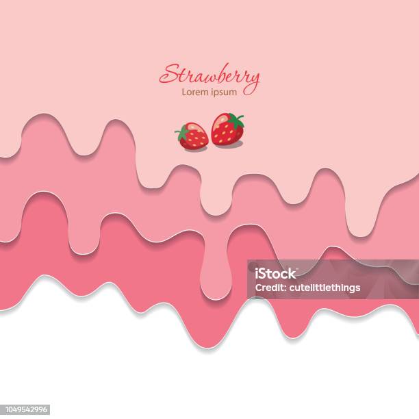 Melted Flowing Strawberry Pink Cream Background 3d Paper Cut Out Layers