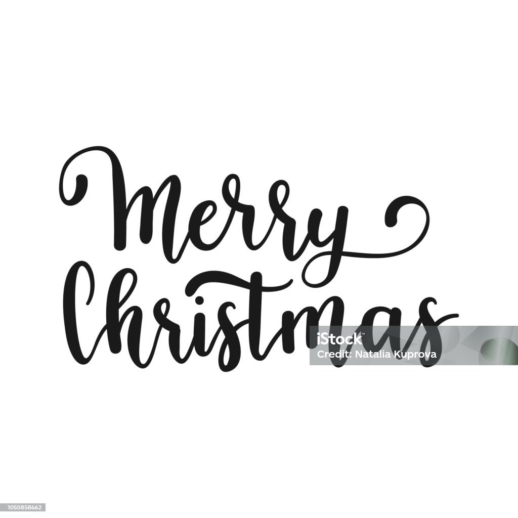 Vetores De Mão De Feliz Natal Letras Caligrafia Isolada No Fundo Branco