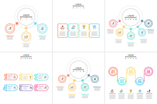Éléments Plat Mince Ligne Infographie Modèle De Diagramme Graphique
