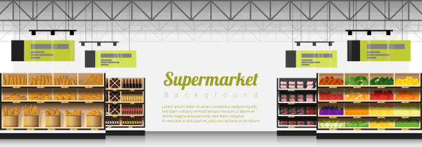Grocery Store Aisles Vector Illustrations Royalty Free Vector Graphics