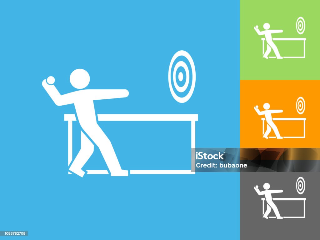 Menembak Target Game Flat Icon Pada Latar Belakang Biru Ilustrasi Stok Unduh Gambar Sekarang