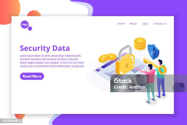 Keamanan Keselamatan Dan Konsep Isometrik Perlindungan Data Pribadi