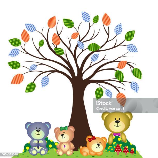 Ilustración De Familia De Oso Jugando En El Parque Y Más Vectores
