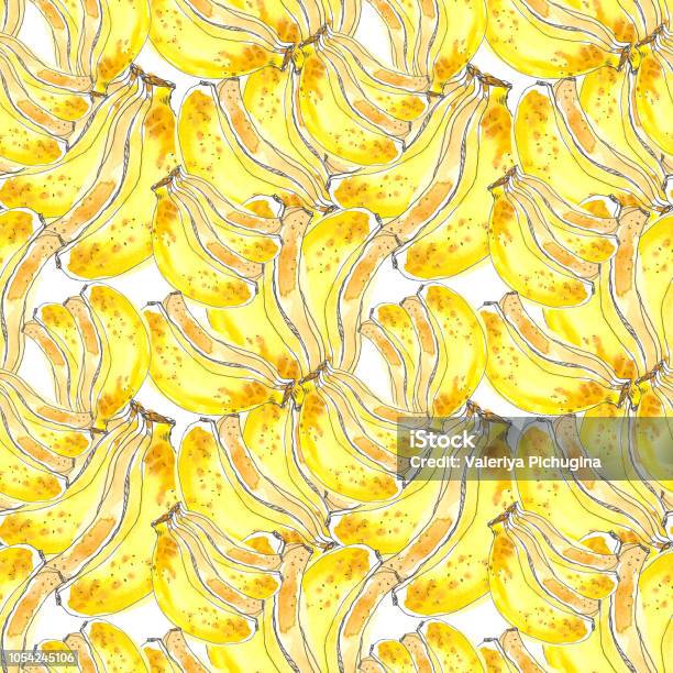 Pola Buah Tropis Yang Mulus Latar Belakang Eksotis Dengan Pisang Untuk