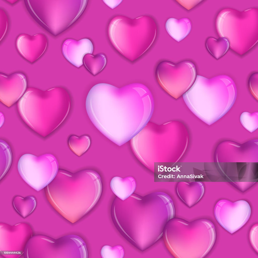 Seamless Hearts Pattern Background Happy Valentines Day Design Love