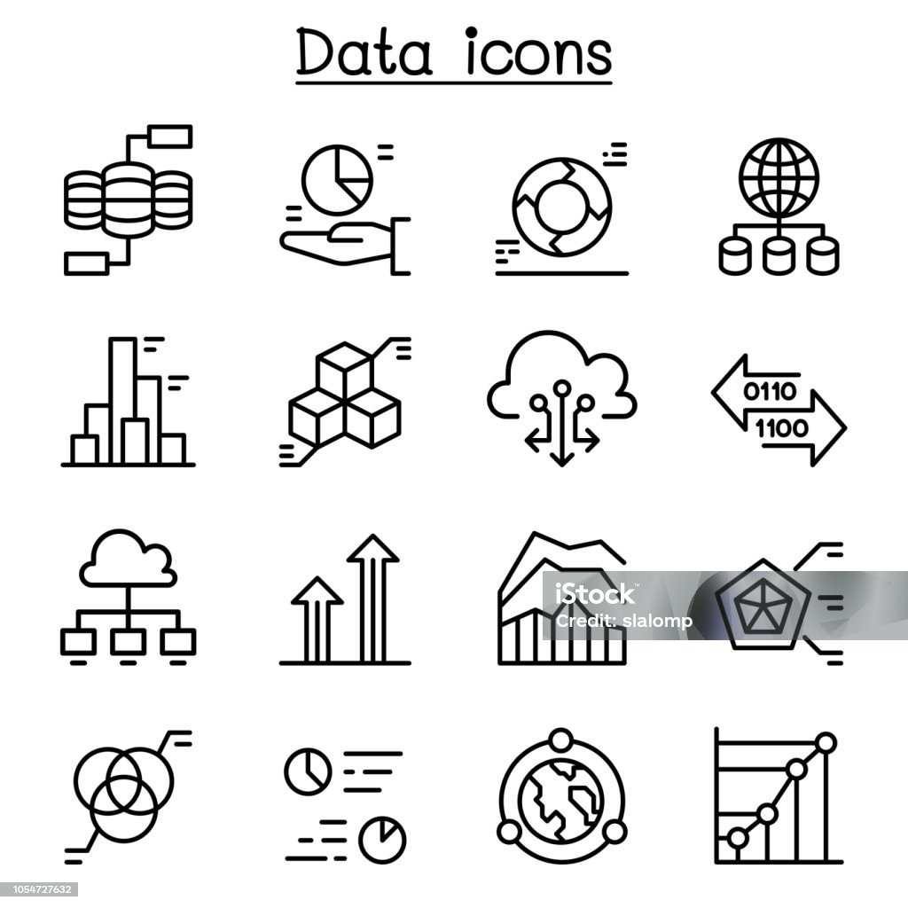 Data Icon Set In Thin Line Style Stock Illustration - Download Image ... Data Icon Set In Thin Line Style Stock Illustration - Download Image ...