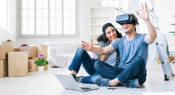 Free Stock Photo of Senior citizen couple wearing vr headsets at home ...