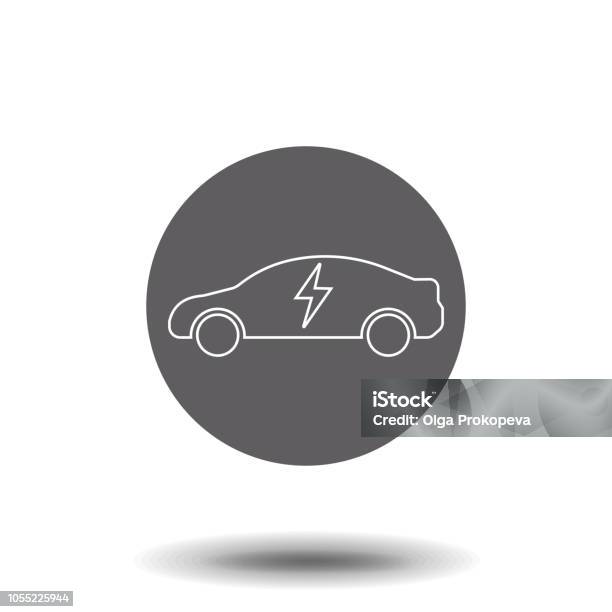 Ikon Jalur Mobil Listrik Ikon Vektor Terisolasi Pada Latar Belakang