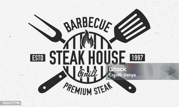 Restoran Steak Lambang Restoran Barbekyu Poster Bbq Trendi Dengan