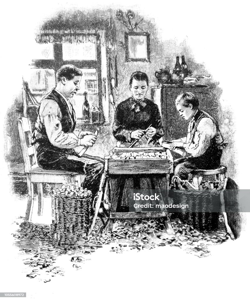 Father Mother And Son Peel Potatoes Together 1888 Stock Illustration ... Father Mother And Son Peel Potatoes Together 1888 Stock Illustration ...