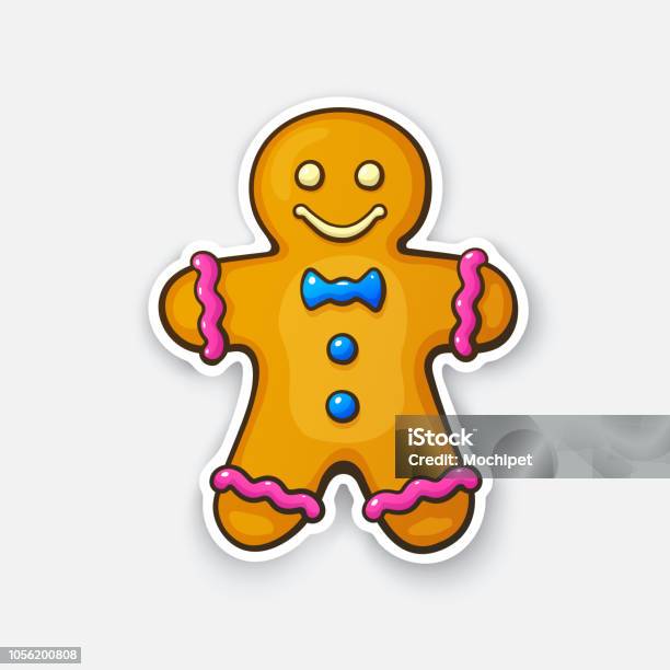 Ilustrasi Vektor Cookies Gingerbread Manusia Stiker Kartun Dalam Gaya