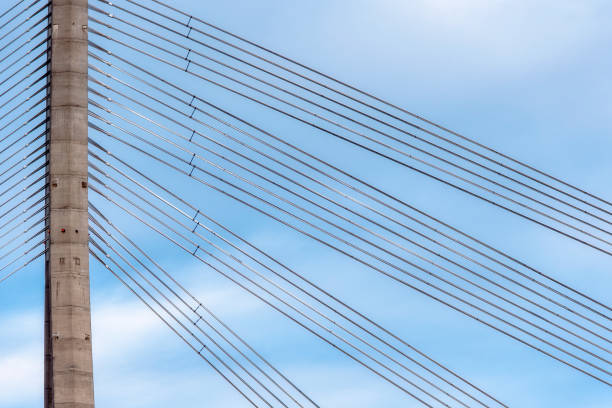 Free Stock Photo of Sweeping cables of a modern suspension bridge ...