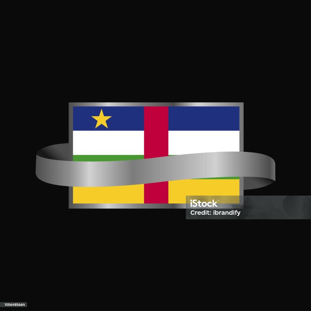 Central African Republic Flag Ribbon Banner Design Stock Illustration