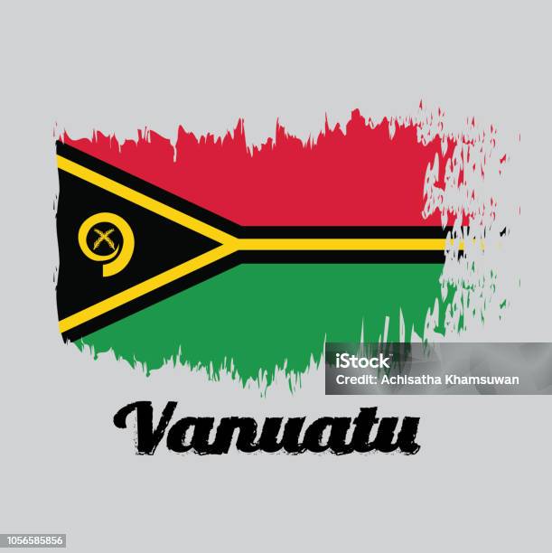 Bandiera Di Colore In Stile Pennello Di Vanuatu Rosso E Verde Con Zanna ... Bandiera Di Colore In Stile Pennello Di Vanuatu Rosso E Verde Con Zanna ...