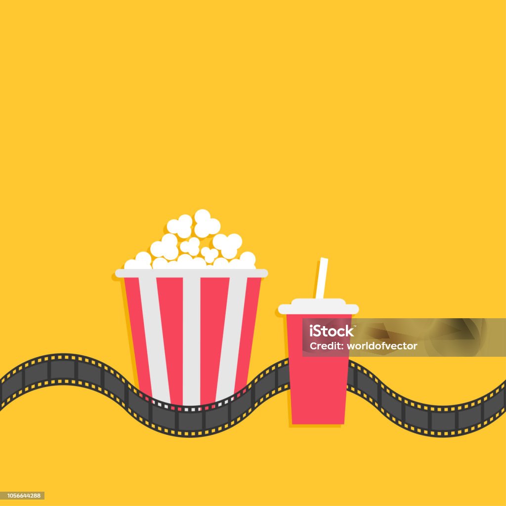 Kotak Popcorn Gelas Soda Dengan Jerami Garis Strip Film Ikon Film ... Kotak Popcorn Gelas Soda Dengan Jerami Garis Strip Film Ikon Film ...