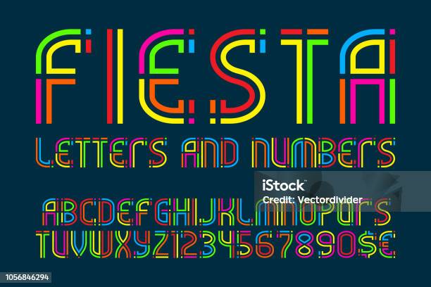 Fiesta Huruf Dan Angka Dengan Tanda Mata Uang Font Huruf Berwarnawarni