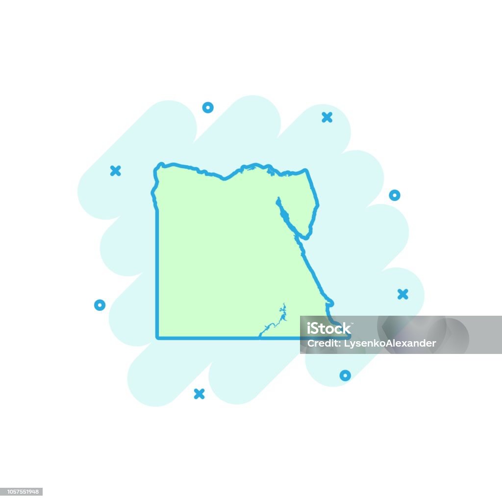 Caricature De Vecteur Icône Carte Égypte Dans Le Style Comique