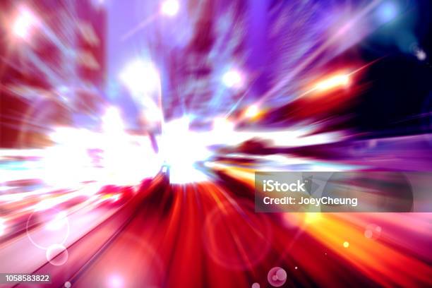 Jalur Lampu Lalu Lintas Gambar Abstrak Dengan Lingkaran Bokeh Foto Stok